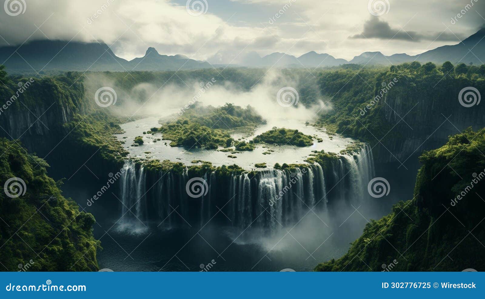 A Stunning Waterfall Cascading Down from a Cliff Face Forming a ...