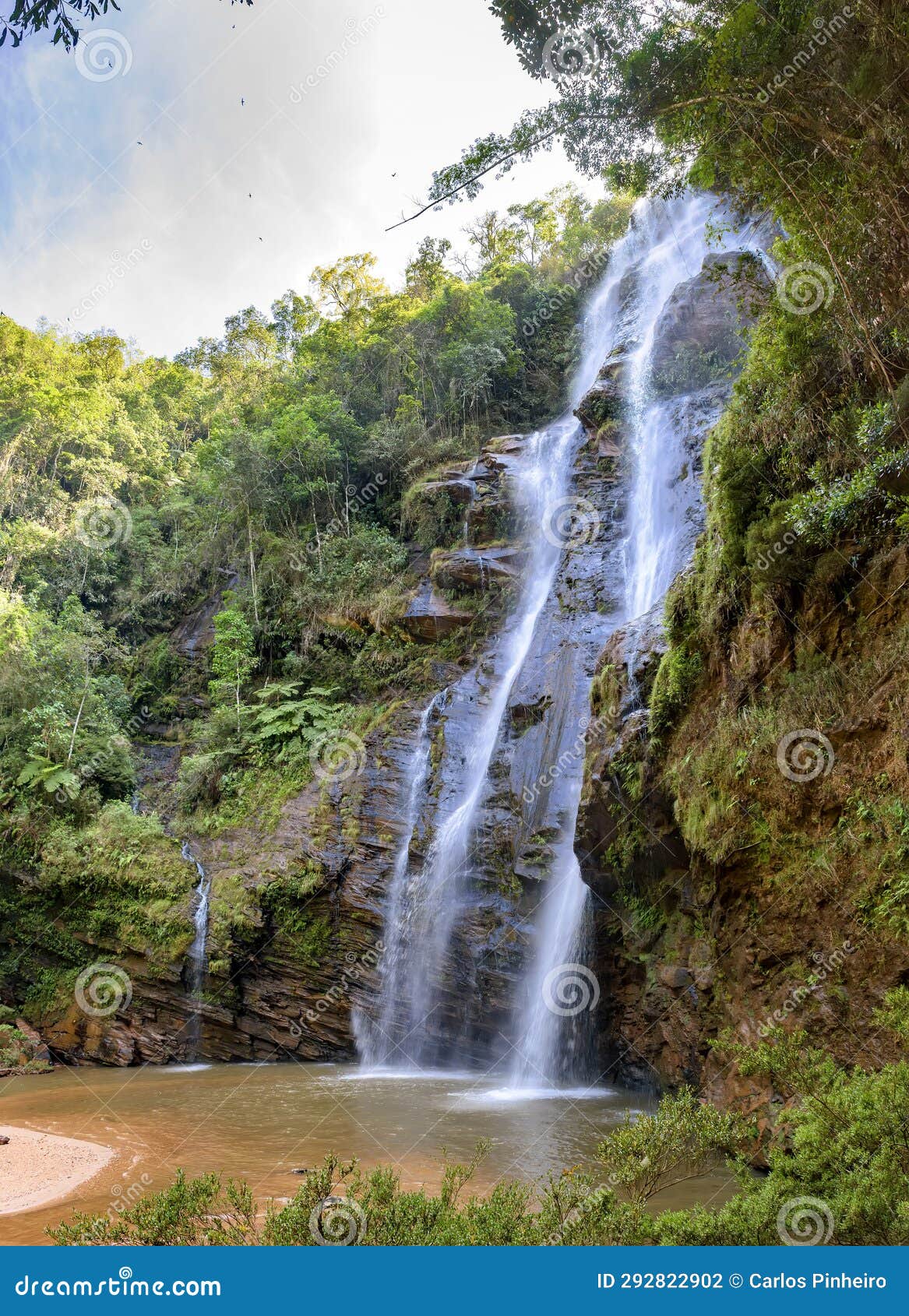 Stunning Waterfall among the Dense Vegetation Stock Photo - Image of ...