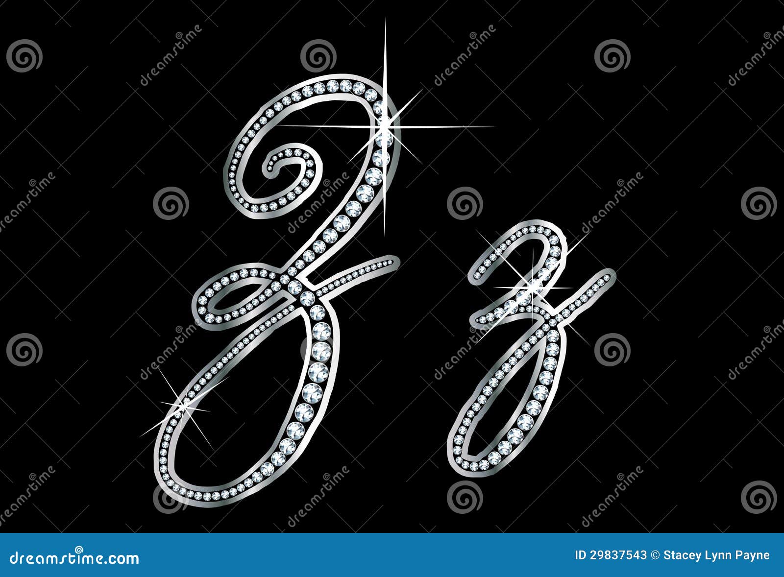 Script Diamond Bling Zz Letters Stock Vector - Illustration of cursive ...