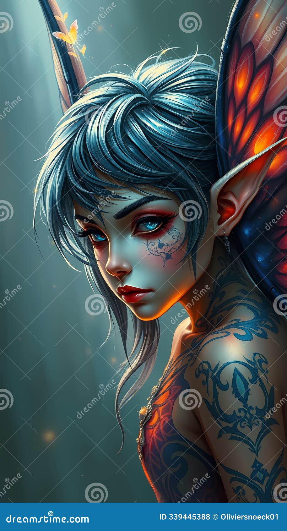 A Stunningly Enigmatic Pixie-like Creature Stock Illustration ...