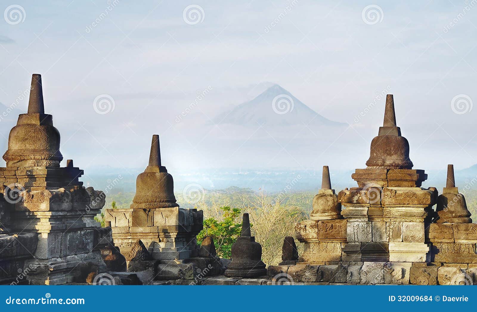 Stupa of Borobodur stock photo. Image of mount, merapi - 32009684