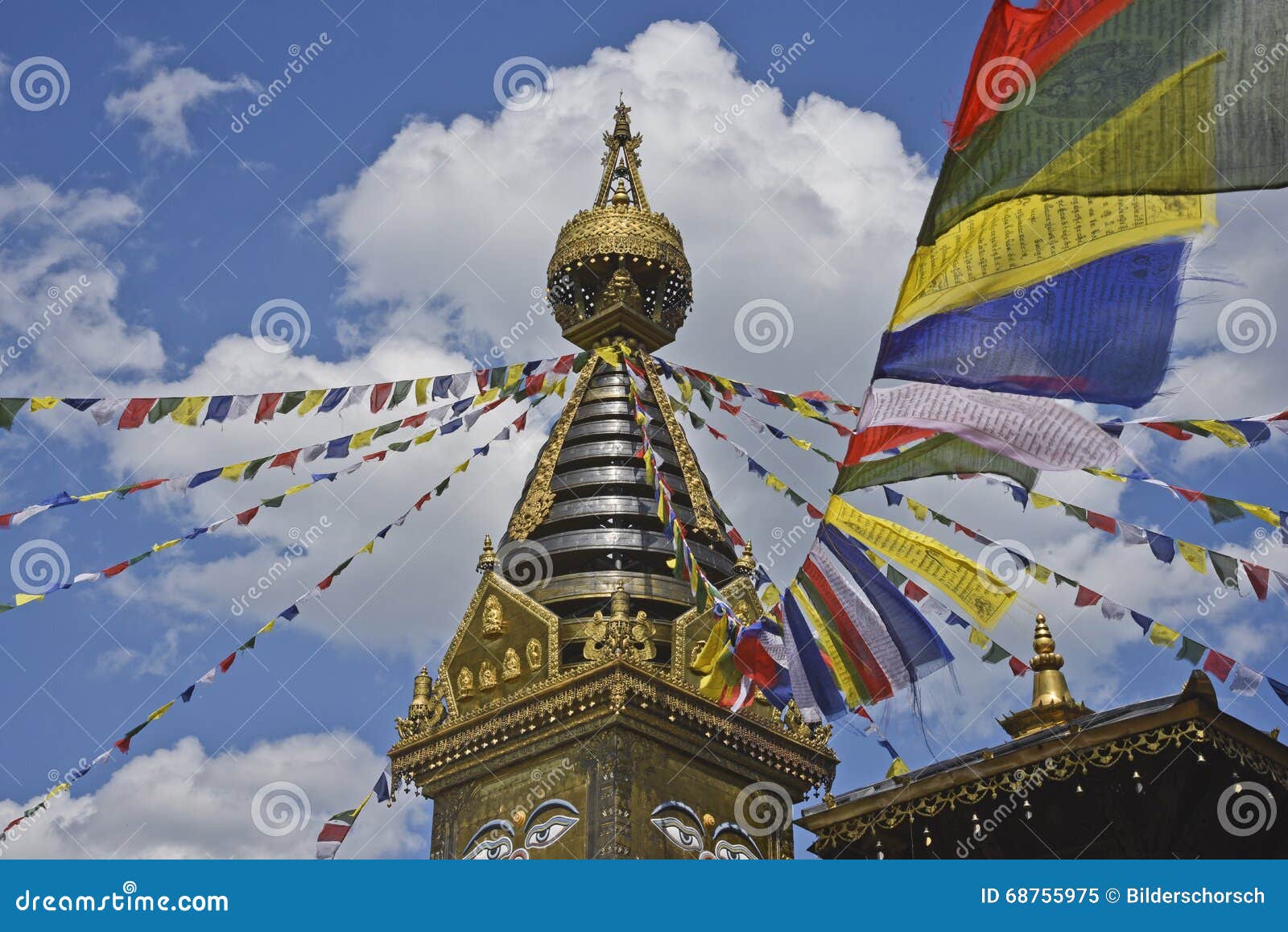 Stupa flags stock image. Image of culture, architecture - 68755975