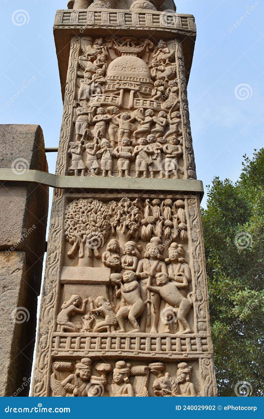 Stupa No 1, North Gateway. Rear View Of Architraves. Left Side Closeup ...