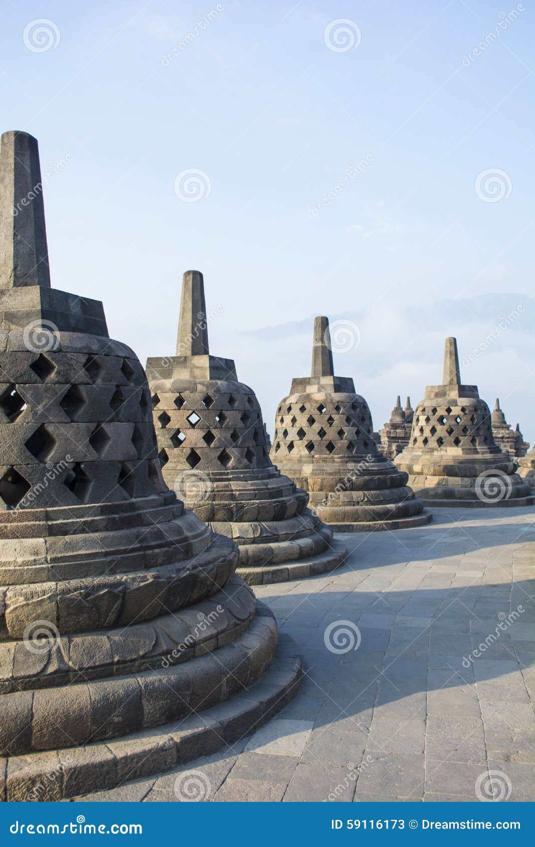 Stupas of Borobudur stock image. Image of famous, buddhism - 59116173