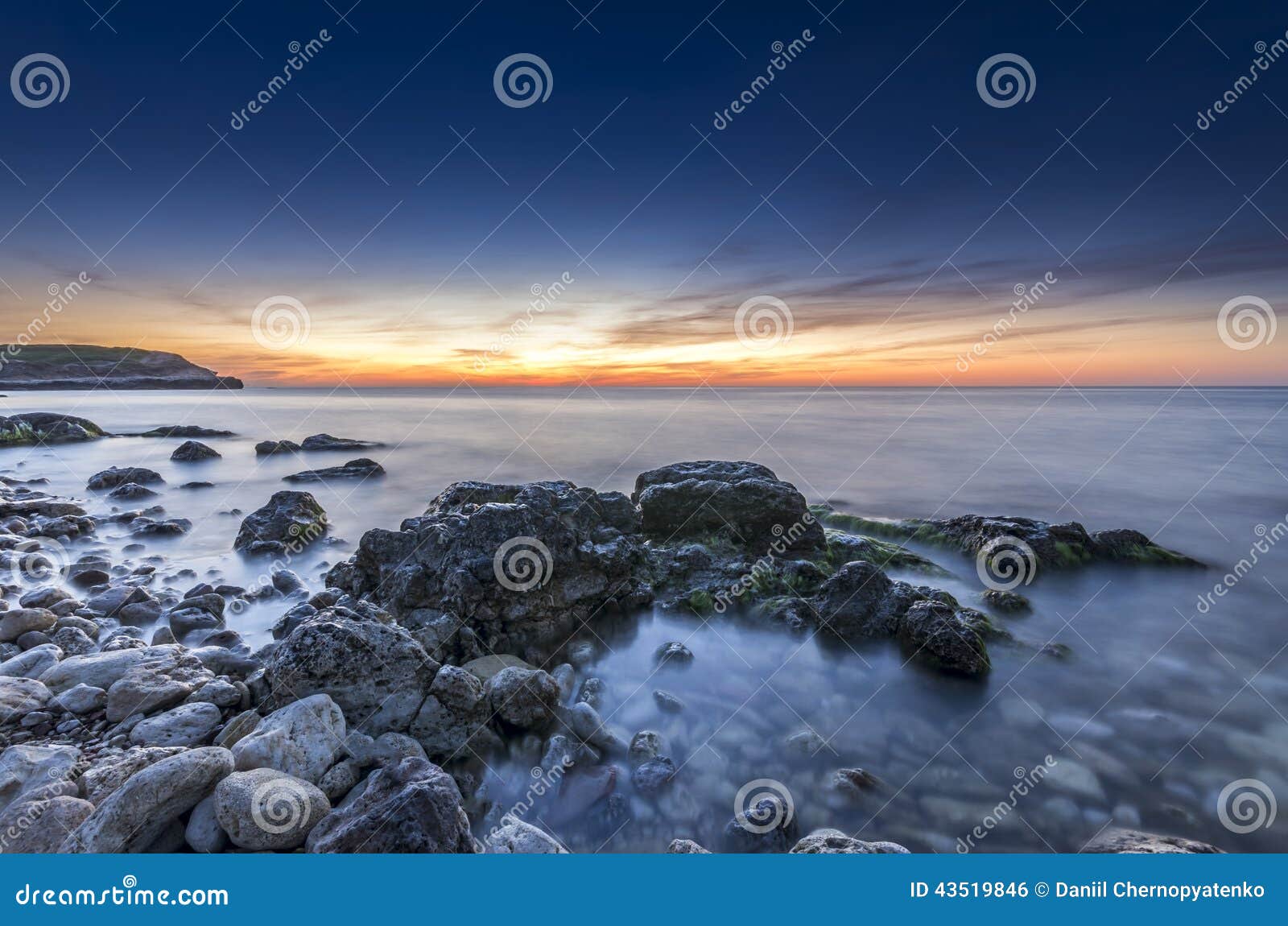 Stupendous Rocky Seacost after Sunset Stock Photo - Image of color ...