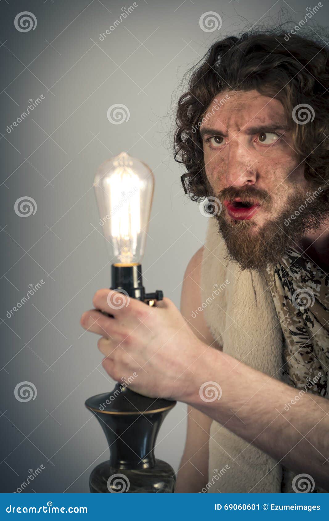 Realistic Caveman Eating Stock Image | CartoonDealer.com #69060649