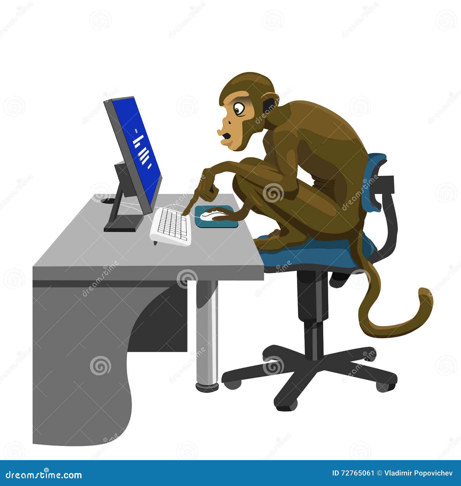 Stupid Monkey with Computer Stock Vector - Illustration of ignorance ...