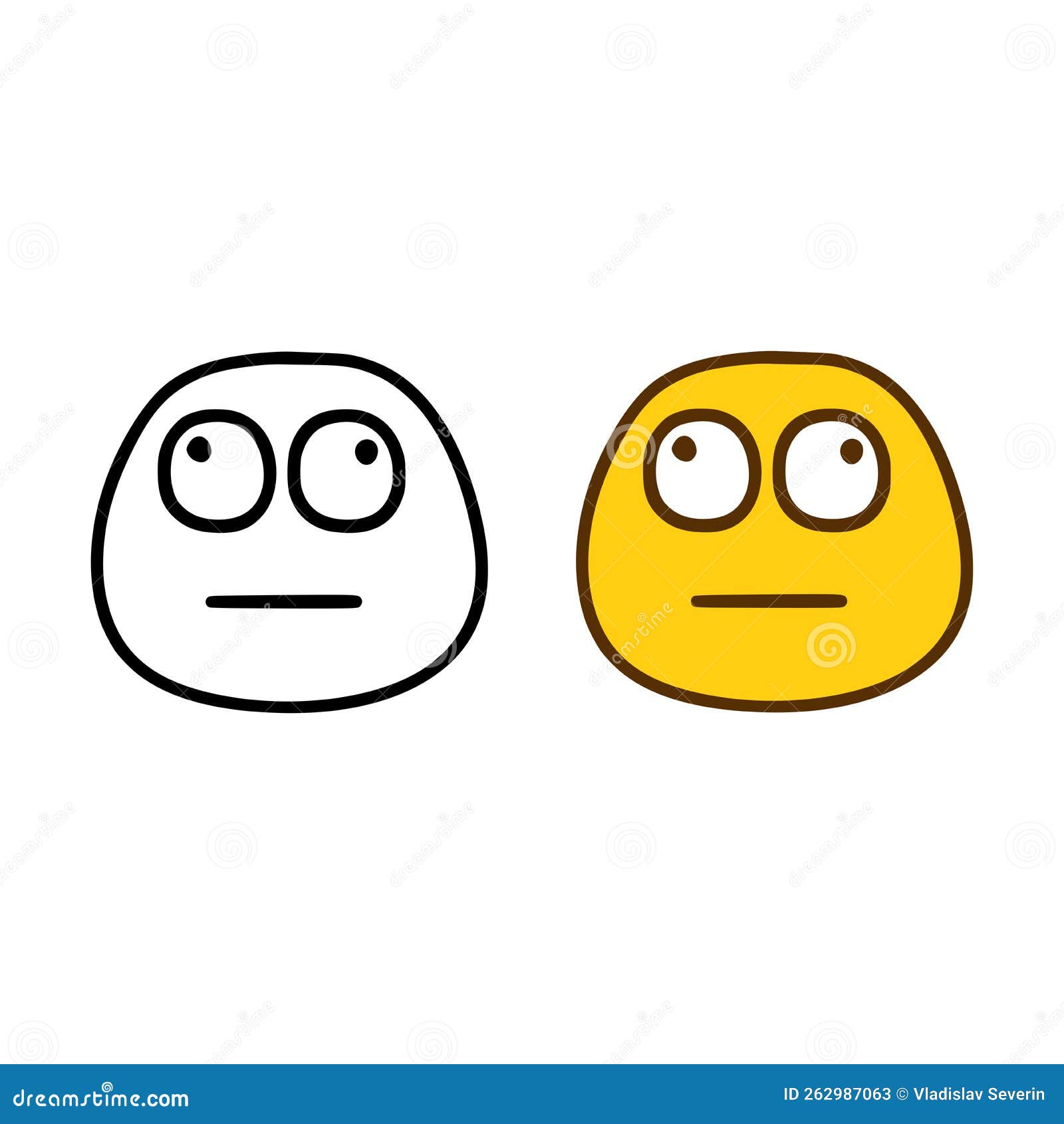 Stupid Sad Emoticon in Doodle Style Stock Illustration - Illustration ...
