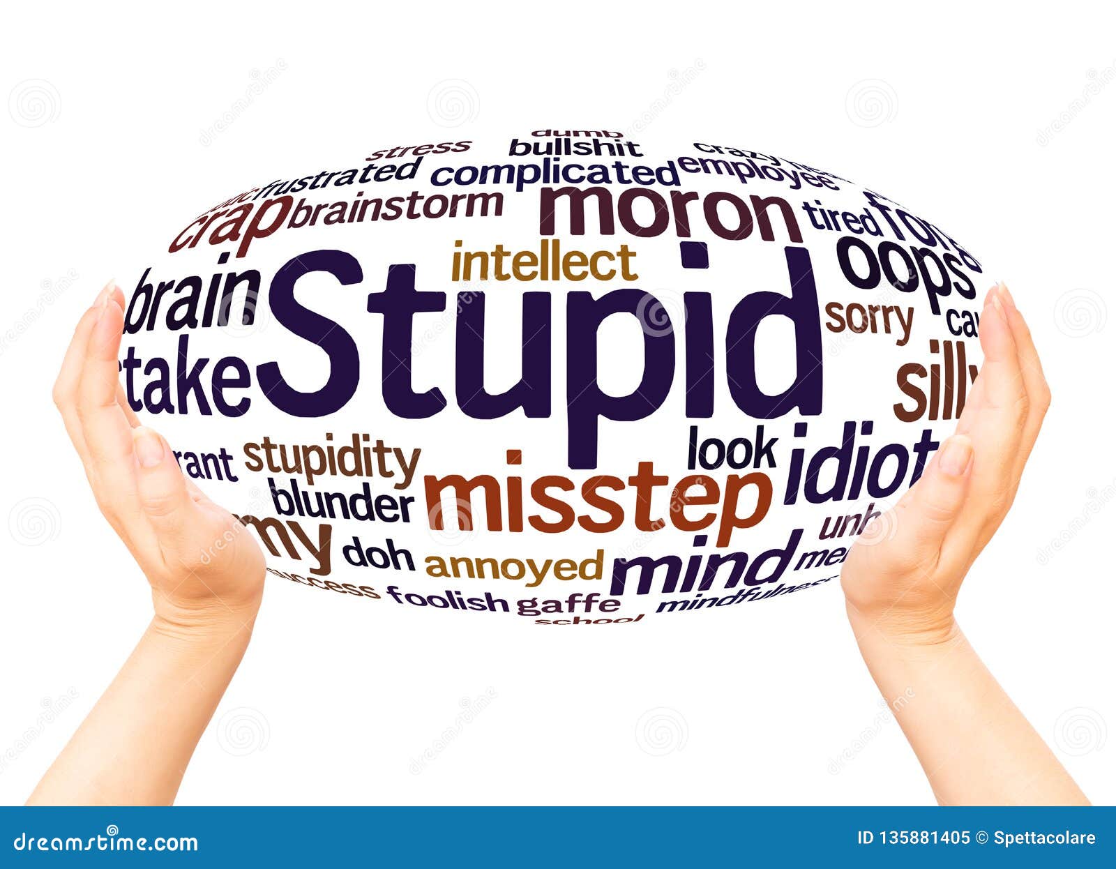 Stupid Word Cloud Hand Sphere Concept Stock Image - Image of cloud ...