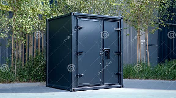 A Sturdy Black Storage Container Positioned in an Outdoor Space ...