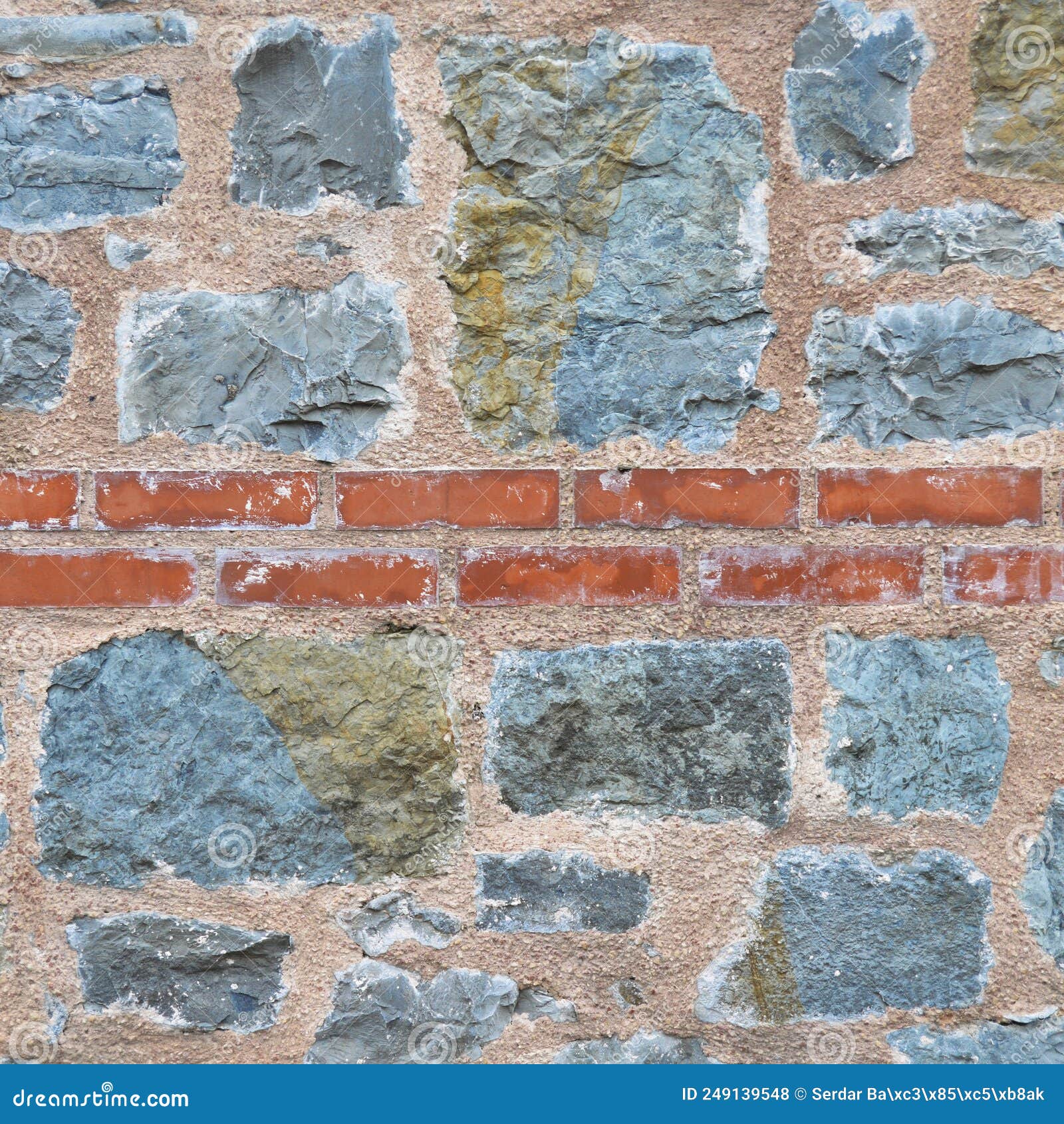 Sturdy Blue and Gray Cut Stone Brick Wall, Seamless Lined Up Stock ...