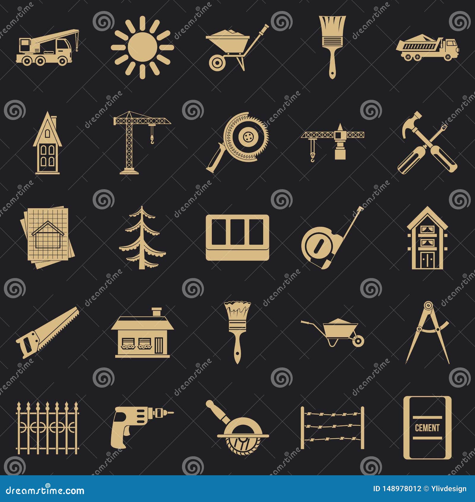 Sturdy Construction Icons Set, Simple Style Stock Vector - Illustration ...