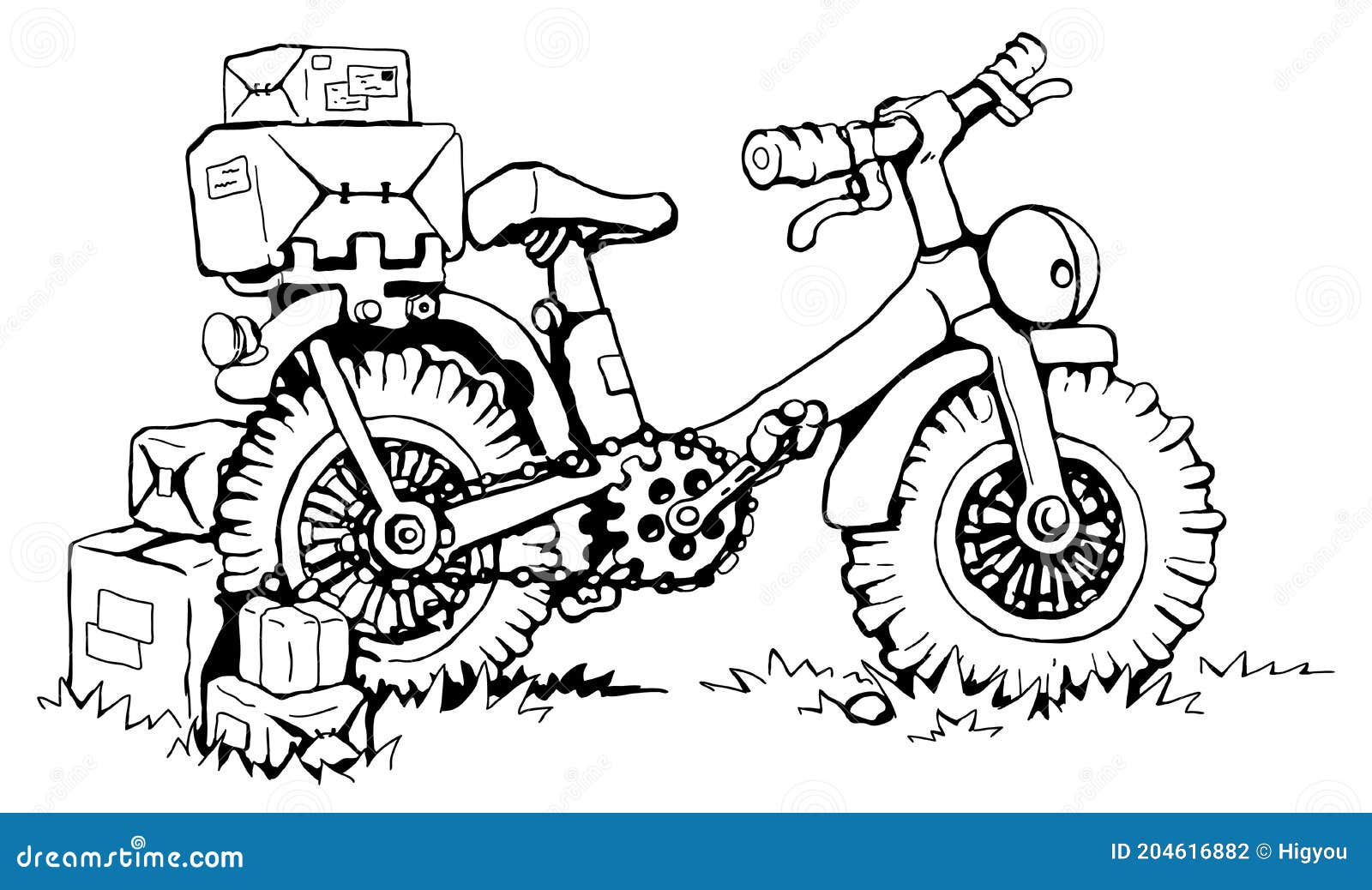 Sturdy Delivery Bicycle Drawing Stock Vector - Illustration of cutout ...