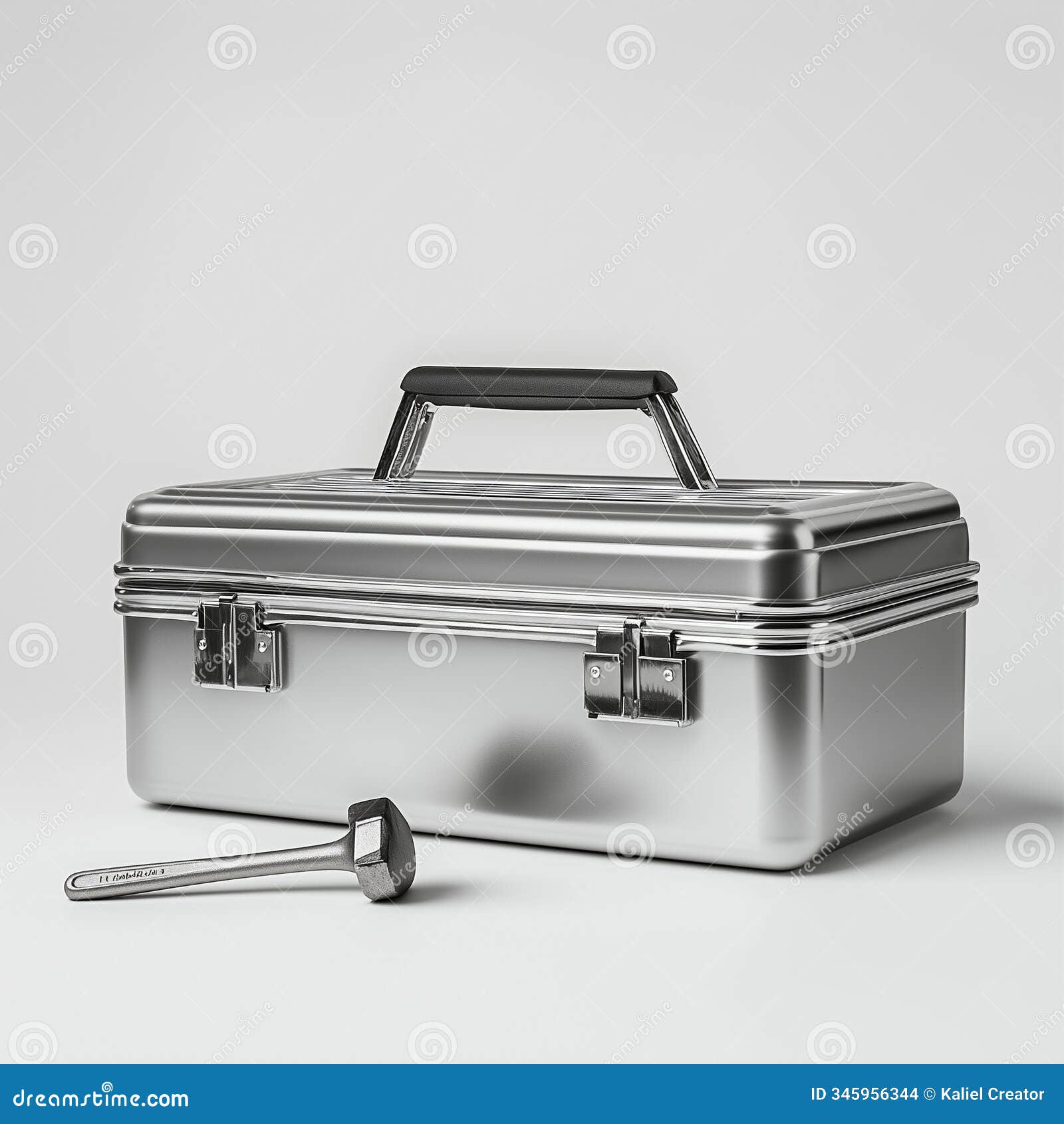 Gray Metal Toolbox Isolated on White Background Stock Illustration ...