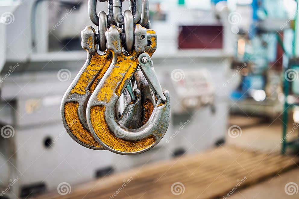 Heavy-duty Lifting Device with Hooks in an Industrial Workshop, Used ...