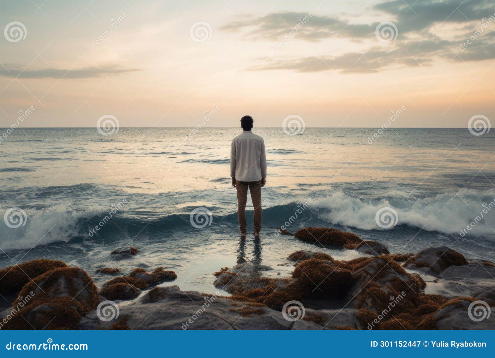 Sturdy Man Standing on Shore. Generate Ai Stock Image - Image of person ...