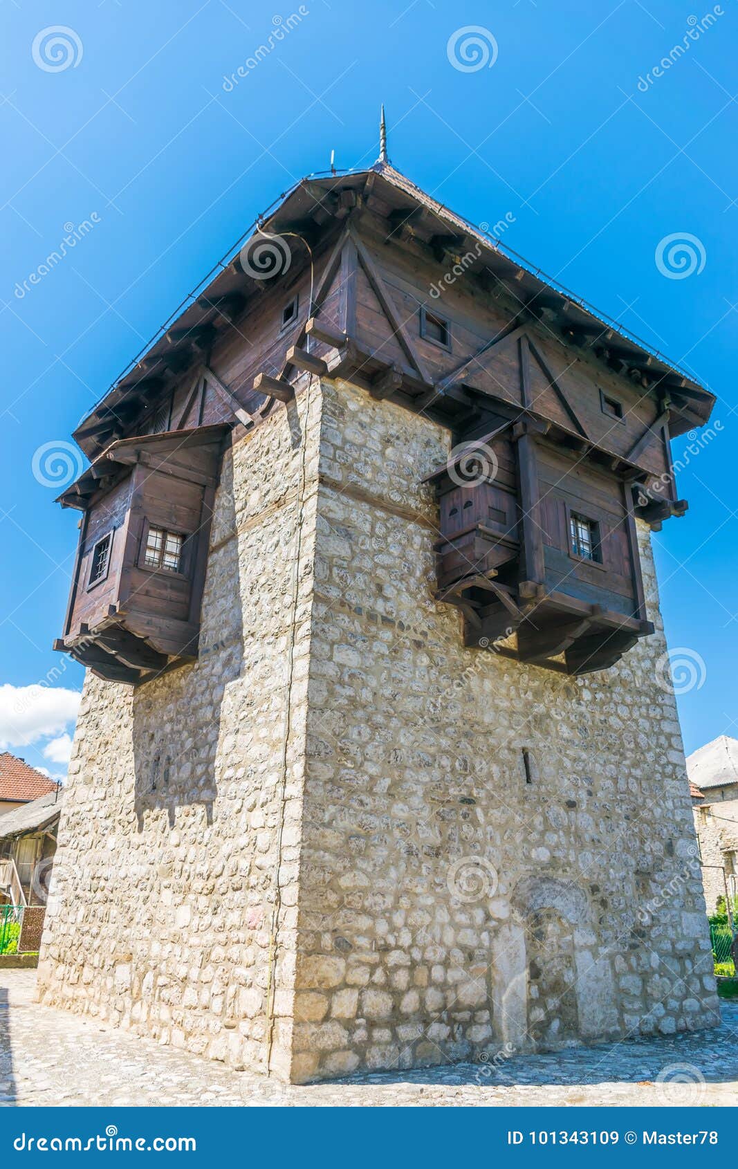 A Sturdy Medieval Defensive Tall Tower. Stock Image - Image of culture ...
