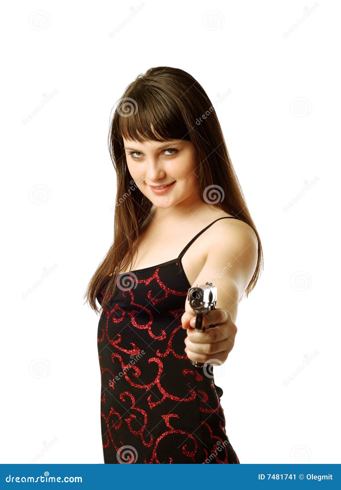 Sturdy Model with Gun, Isolated on White Stock Image - Image of shoot ...