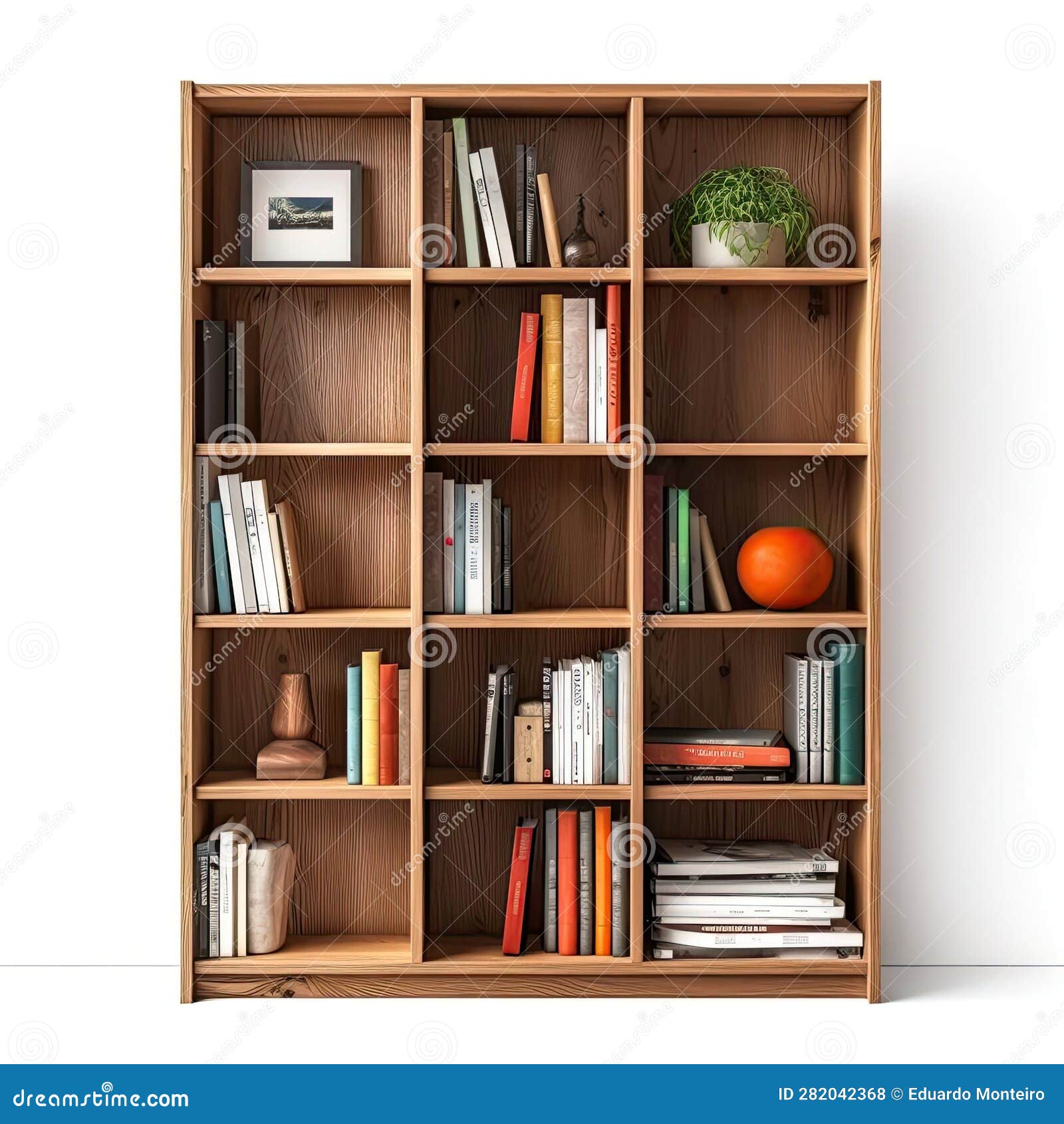 A Sturdy and Practical Wooden Bookcase with Adjustable Shelves Stock ...