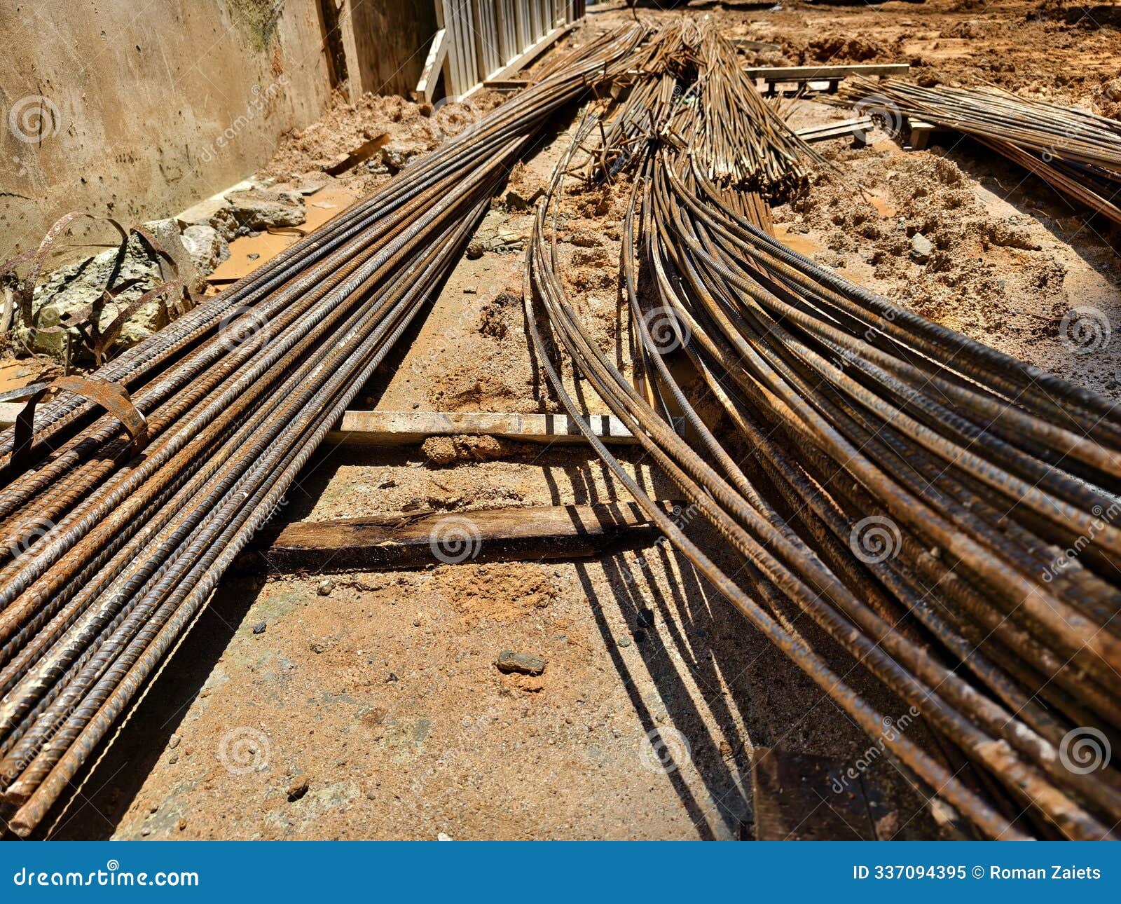 Sturdy Steel Rebars at a Construction Site Stock Image - Image of grid ...