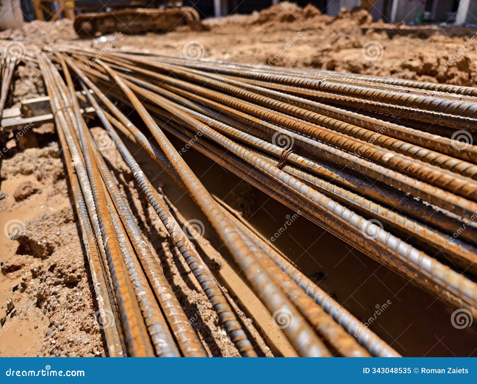 Sturdy Steel Rebars at a Construction Site Stock Image - Image of urban ...