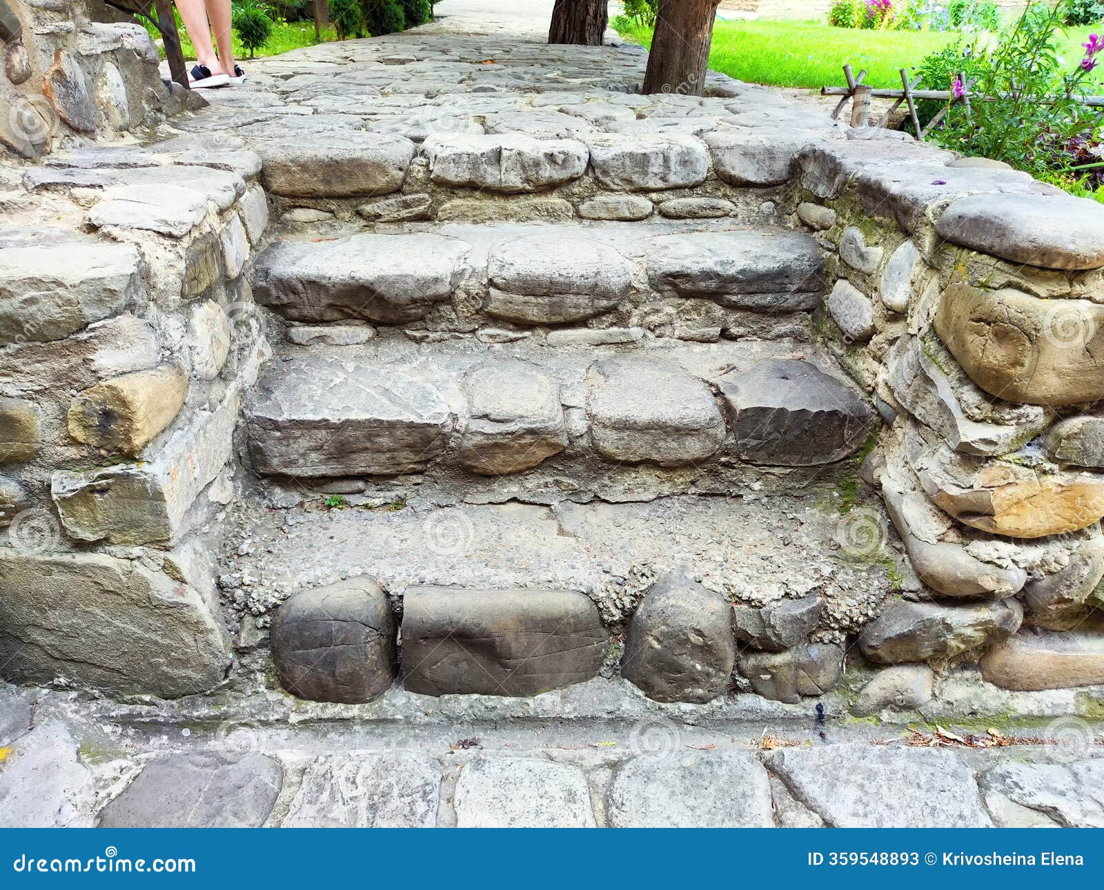 Sturdy Stone Steps Lead through Lush Greenery in a Tranquil Garden ...
