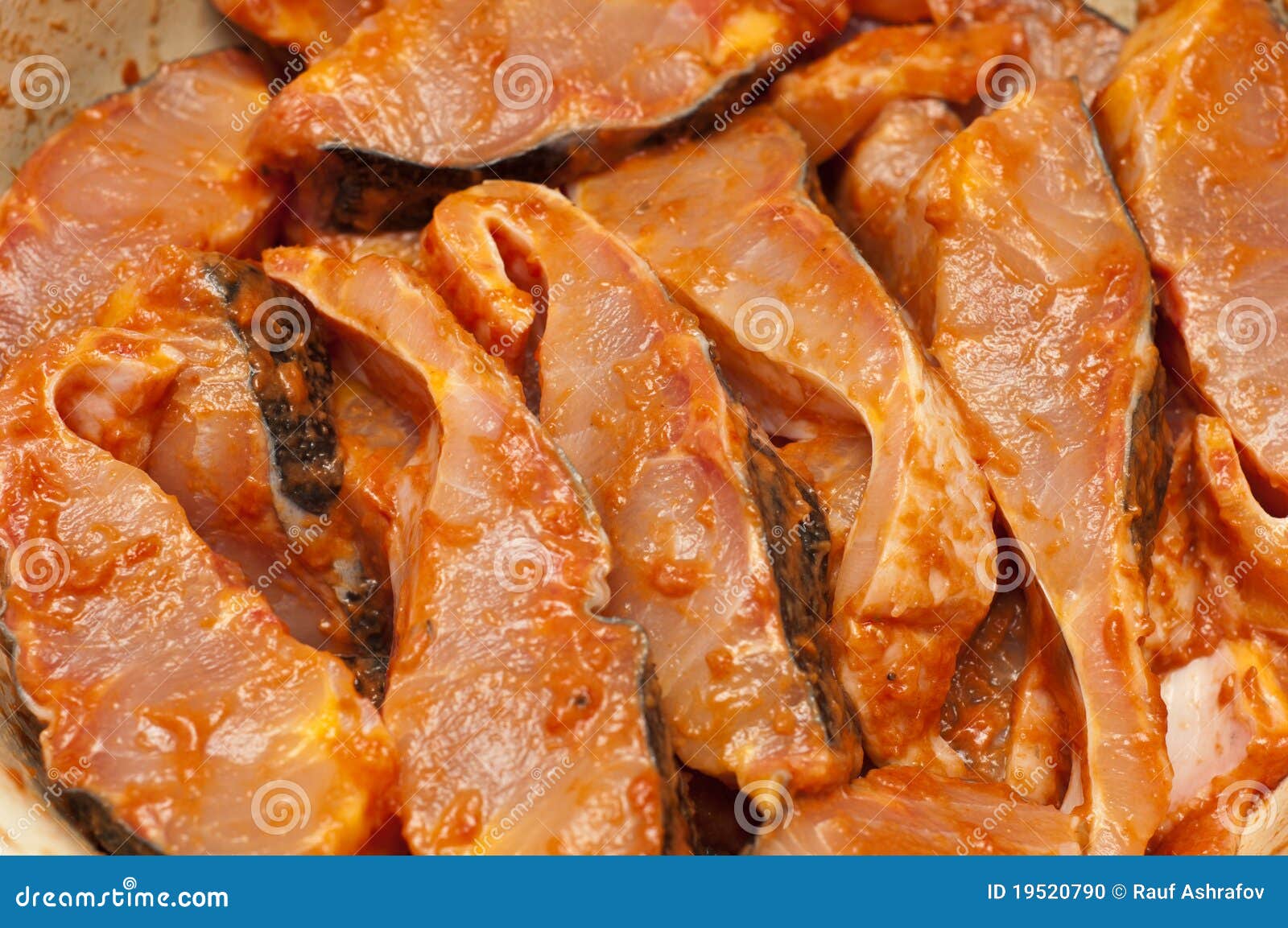 Sturgeon fillets marinated stock photo. Image of preparation - 19520790