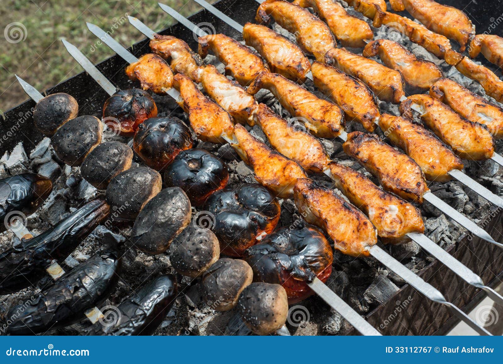 Sturgeon Fillets on a Skewer Bbq Stock Image - Image of plate, fish ...