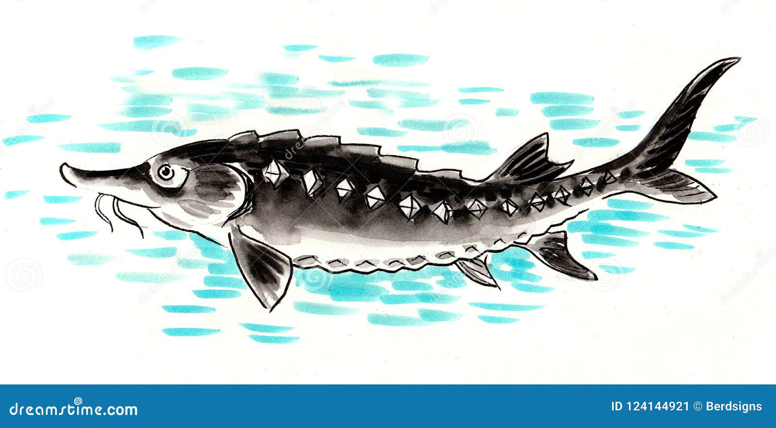 Sturgeon fish stock illustration. Illustration of sturgeon - 124144921
