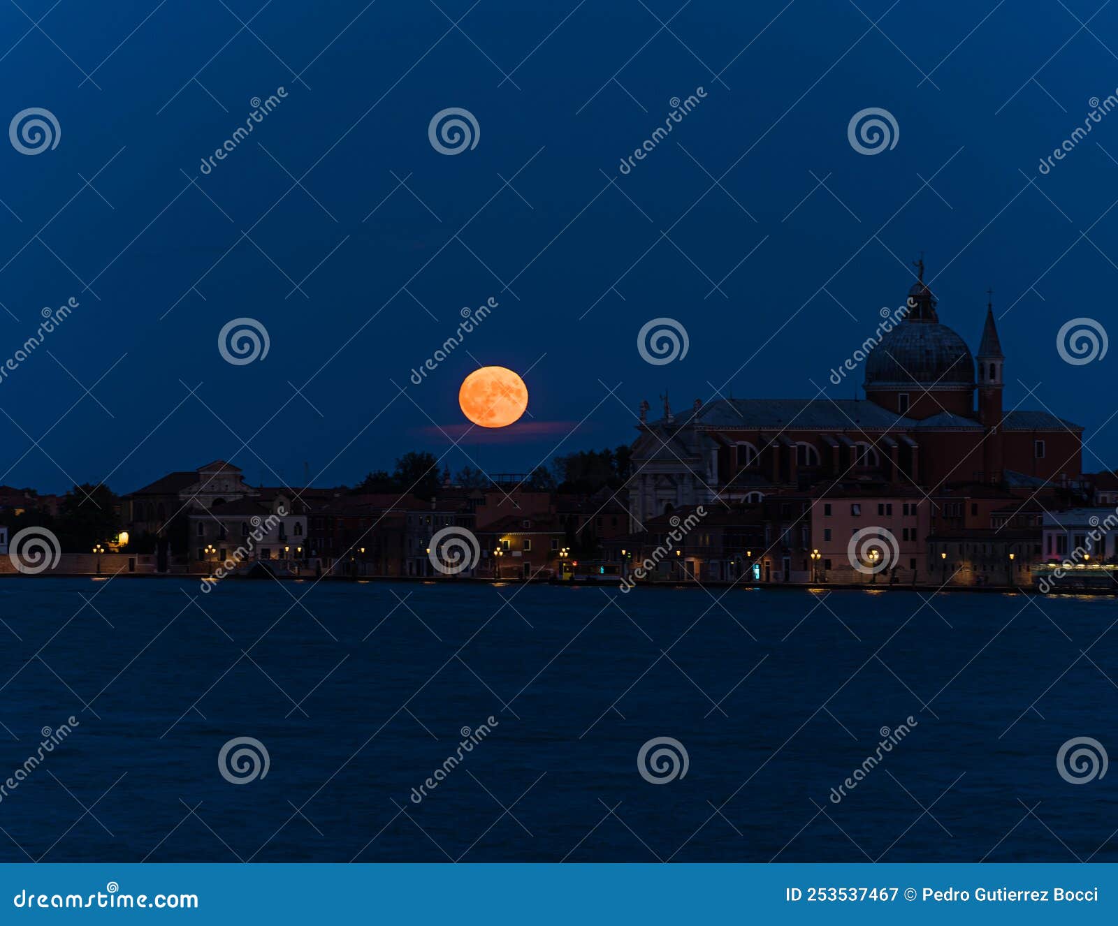 Sturgeon Supermoon Over the Lagoon in Venice, Italy on August 2022 ...
