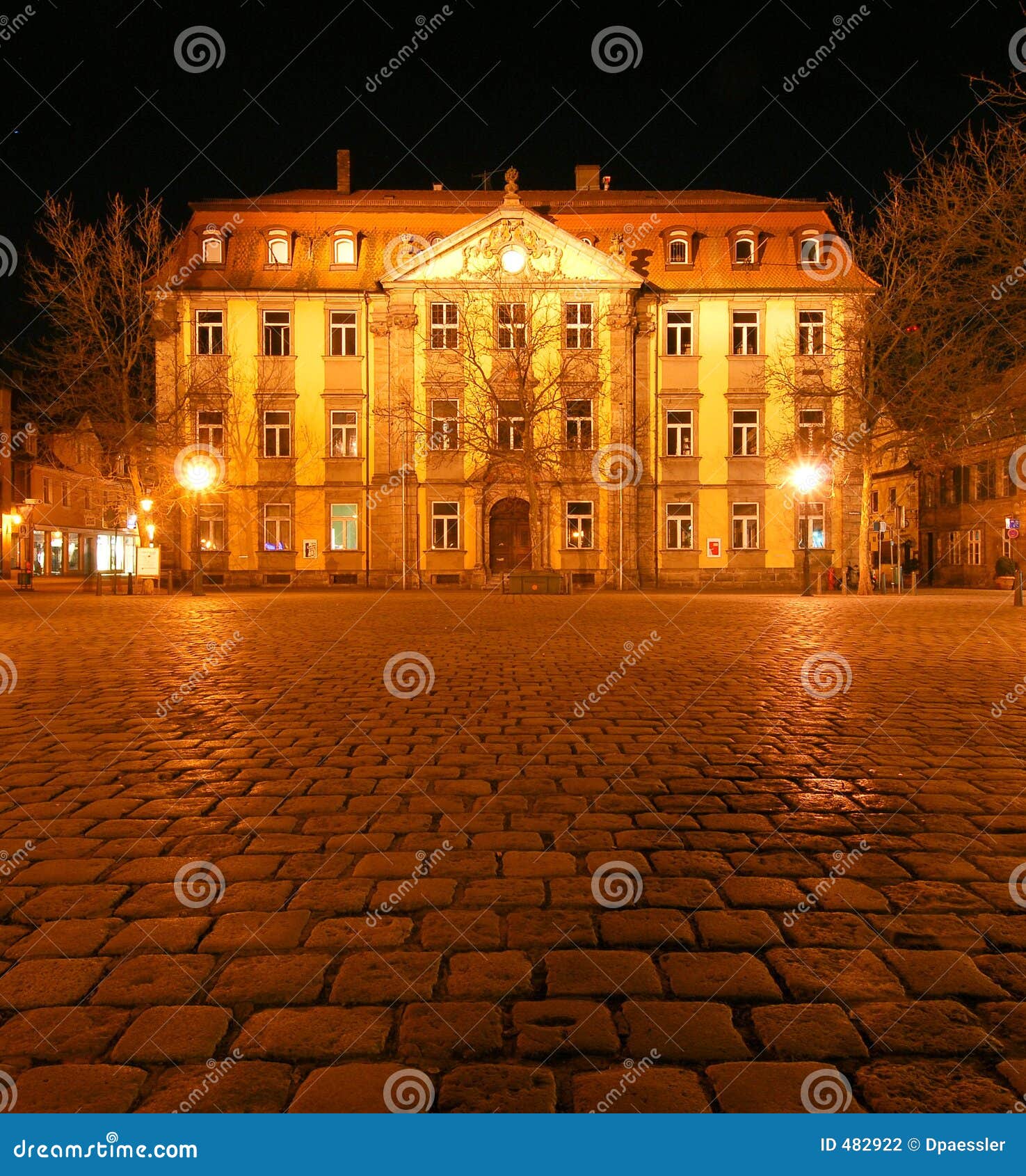 Stutterheim Palace at Night Stock Photo - Image of cobblestones ...