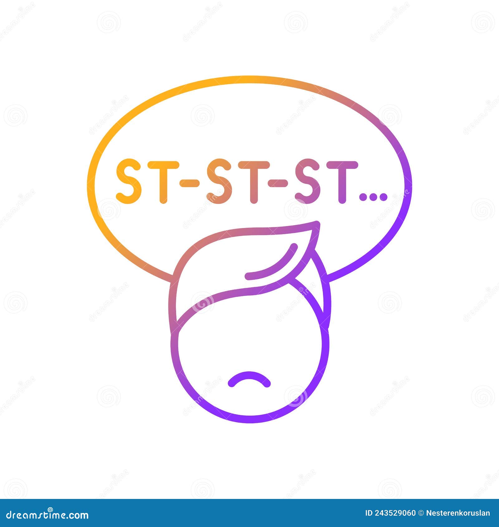 Stuttering Child Gradient Linear Vector Icon Stock Vector ...