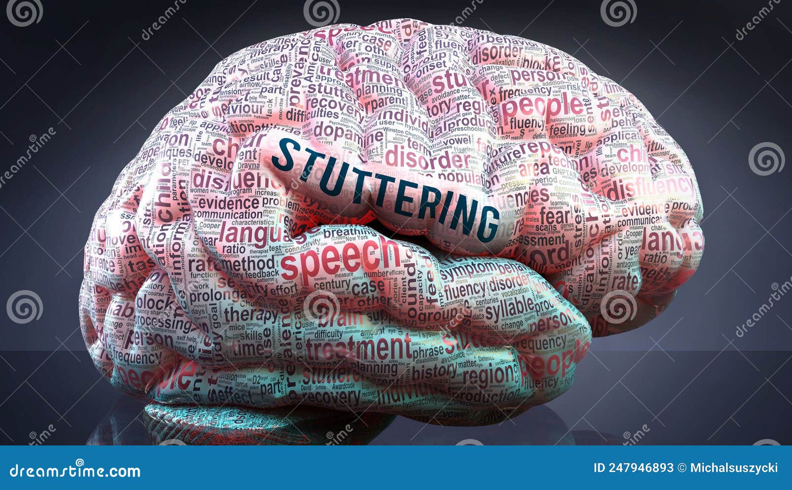 Stuttering and a Human Brain Stock Illustration - Illustration of cloud ...