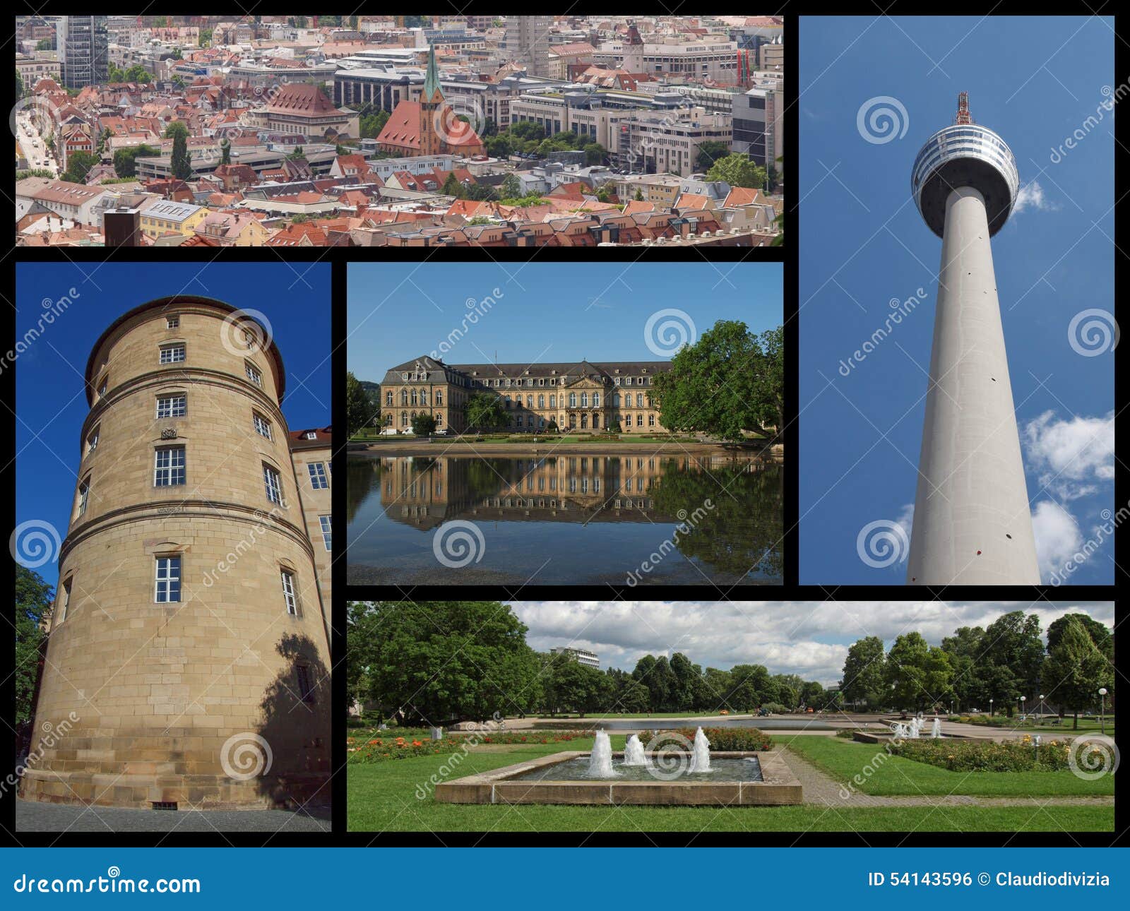 Stuttgard Landmarks Collage Stock Photo - Image of building, urban ...