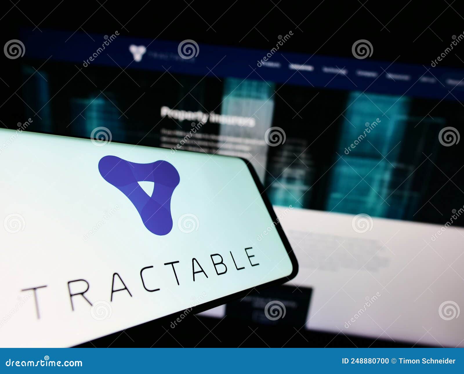 Mobile Phone with Logo of Artificial Intelligence Company Tractable Ltd ...