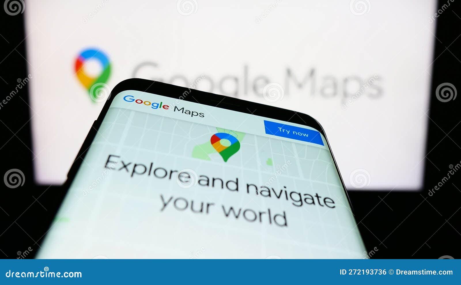 Mobile Phone with Website of Web Mapping Platform Google Maps on Screen ...