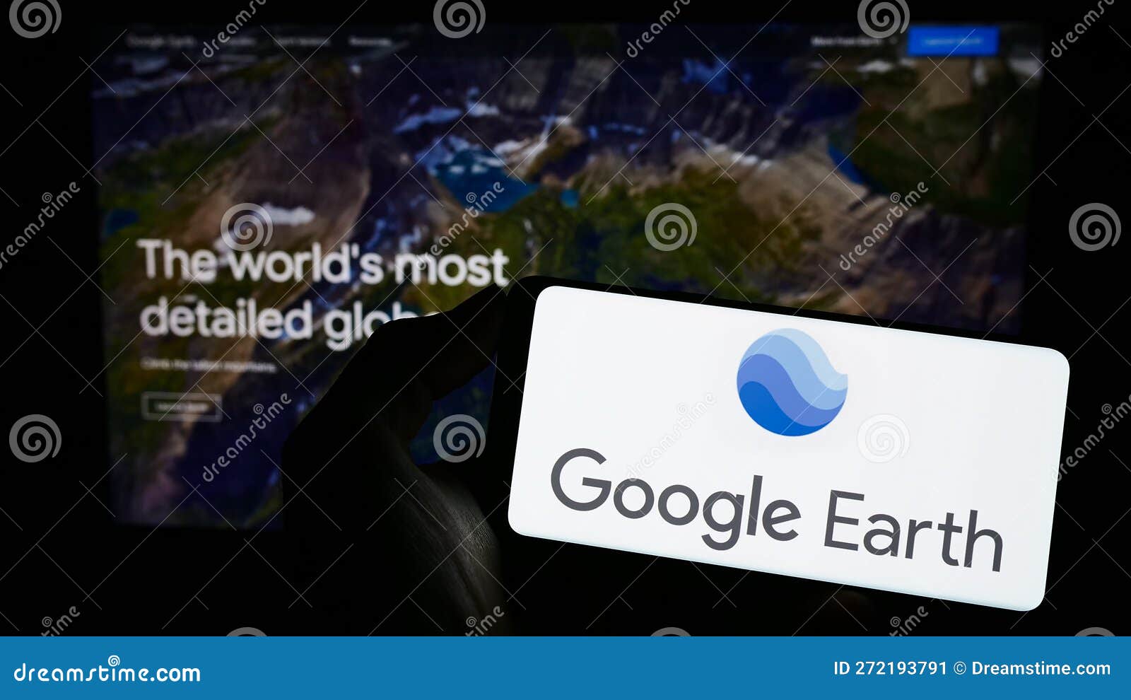 Person Holding Mobile Phone with Logo of Satellite Imagery Software ...