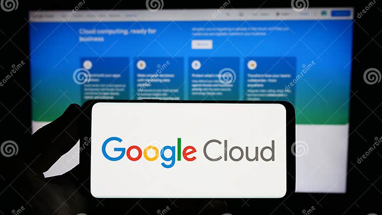 Person Holding Smartphone with Logo of Computing Services Google Cloud Platform (GCP) on Screen ...