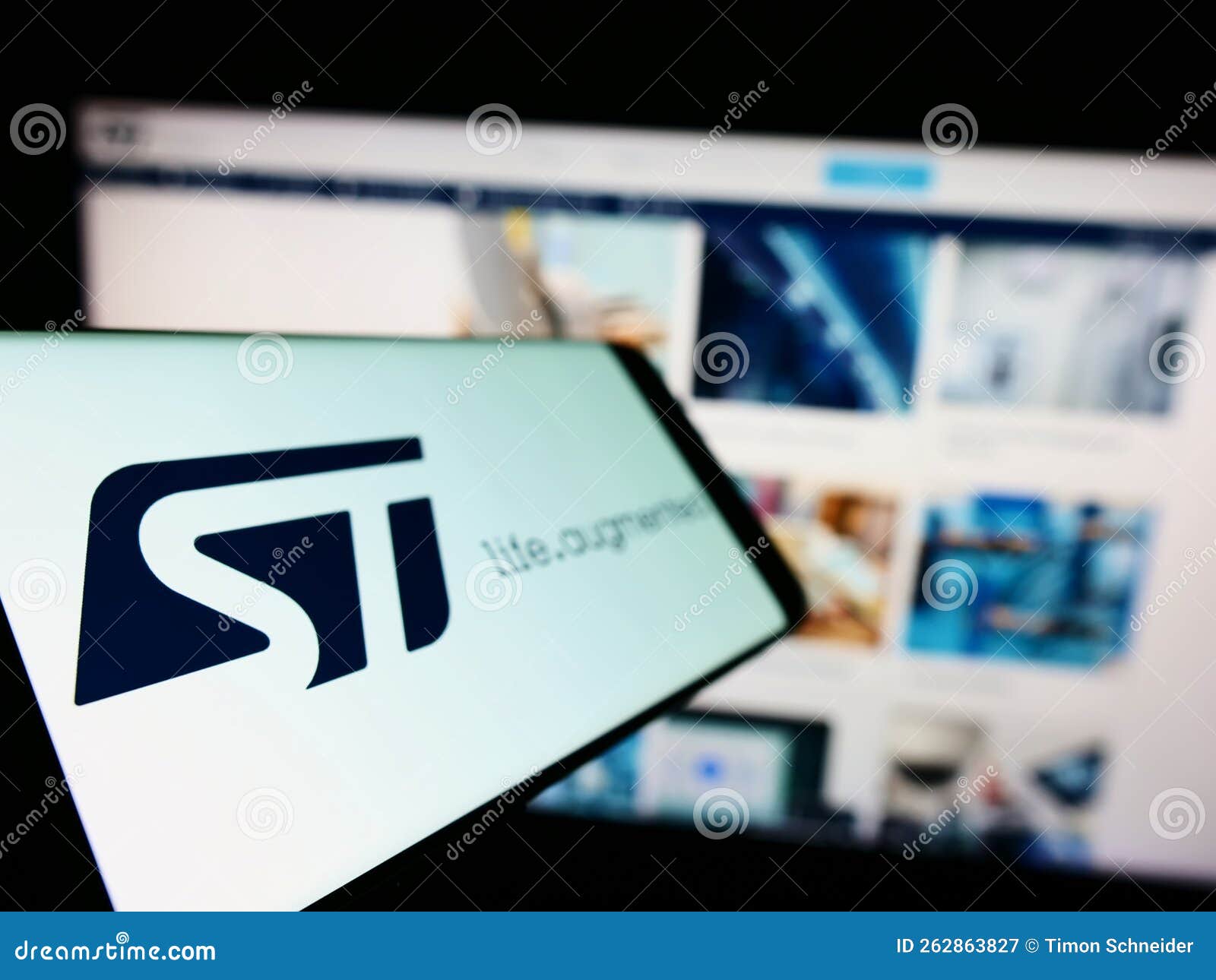 Smartphone with Logo of Semiconductor Company STMicroelectronics N.V ...
