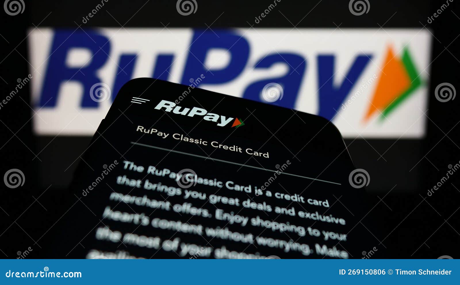 Smartphone with Webpage of Indian Payment System RuPay on Screen in ...