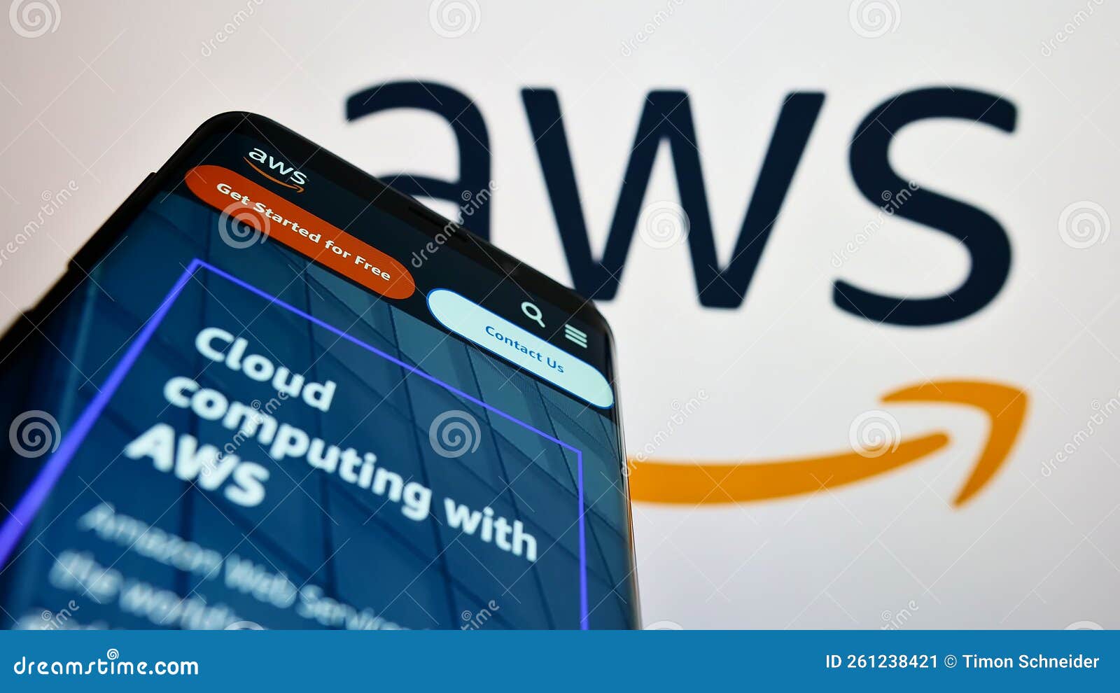 Smartphone with Webpage of US Cloud Company Amazon Web Services Inc ...