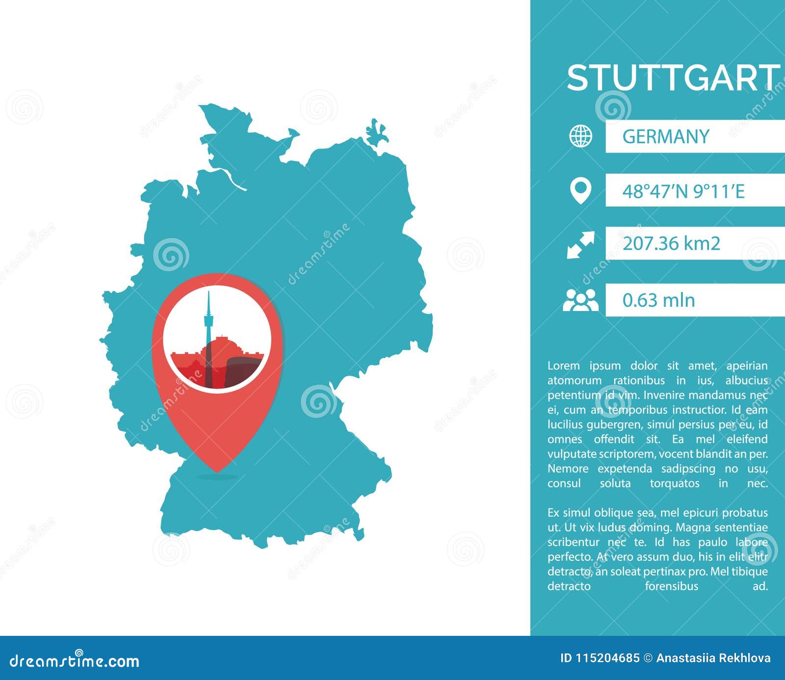 Stuttgart Map Infographic Vector Isolated Illustration Stock Vector ...