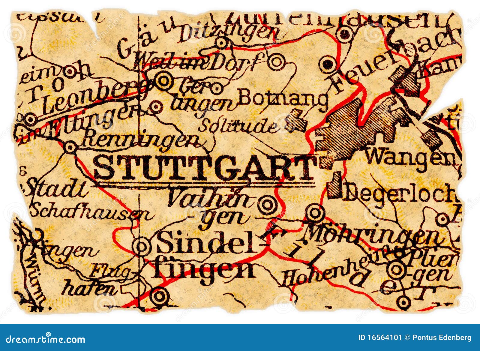 Stuttgart old map stock image. Image of white, page, destination - 16564101