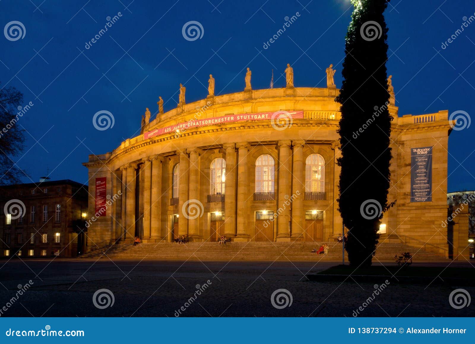 Stuttgart Opera House at Night Editorial Stock Image - Image of ...