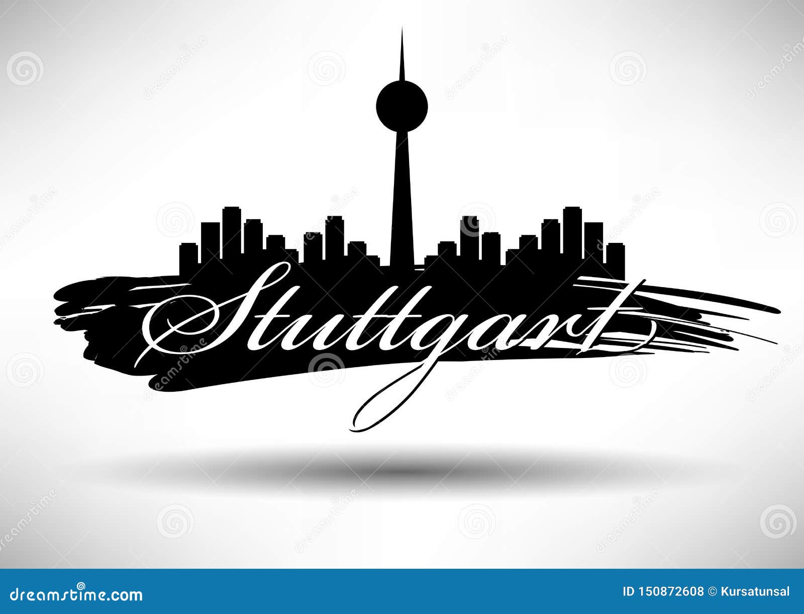 Stuttgart Skyline with Typographic Design Stock Vector - Illustration ...