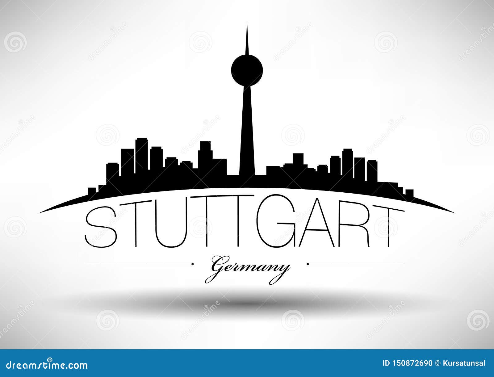 Stuttgart Skyline with Typographic Design Stock Illustration ...