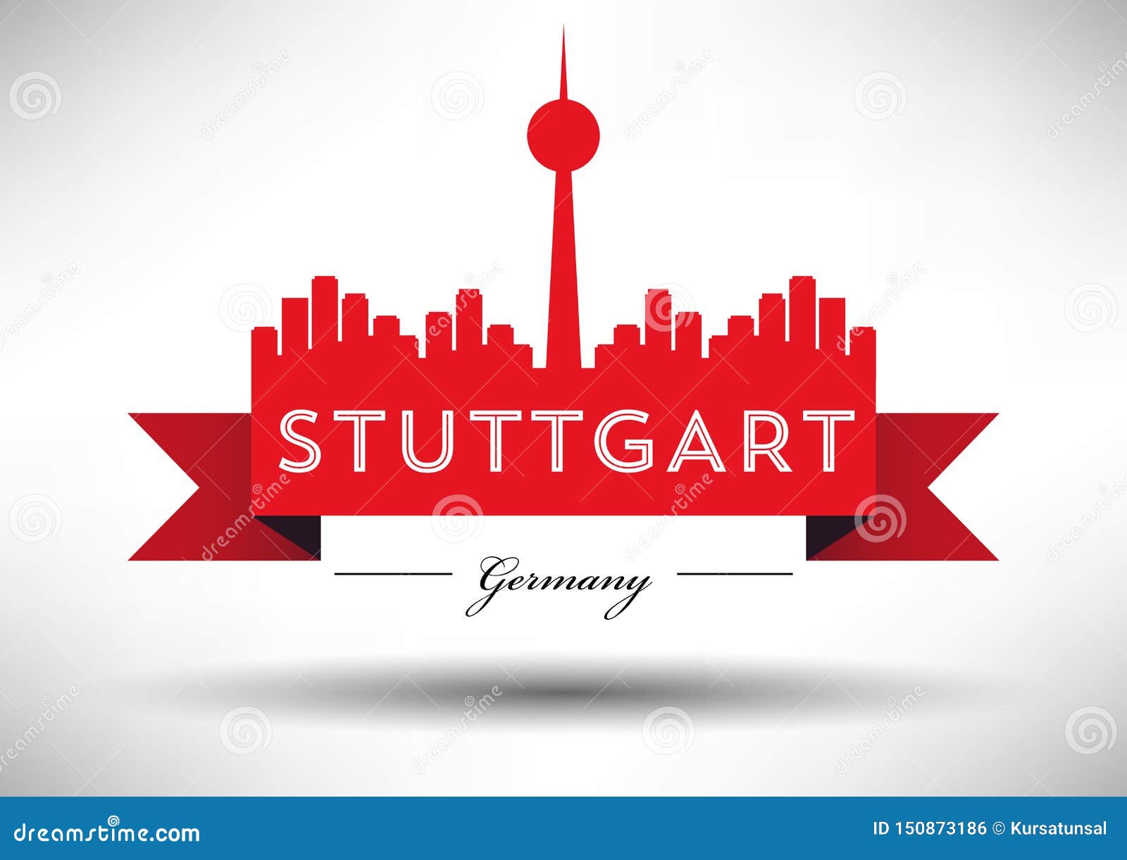Stuttgart Skyline with Typographic Design Stock Illustration ...