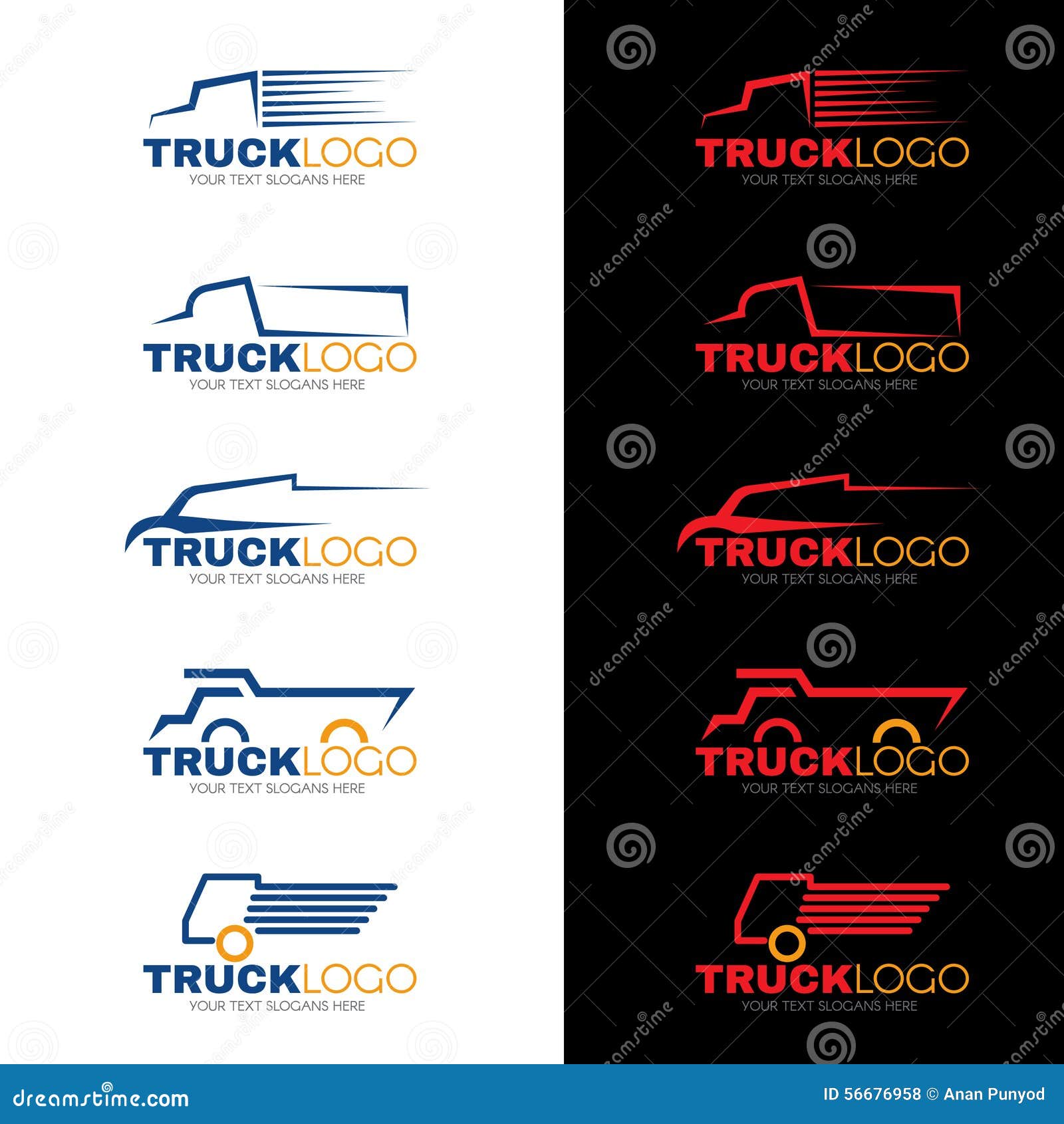 5 Style Blue Red and Yellow Truck Logo Vector Design Stock Vector ...