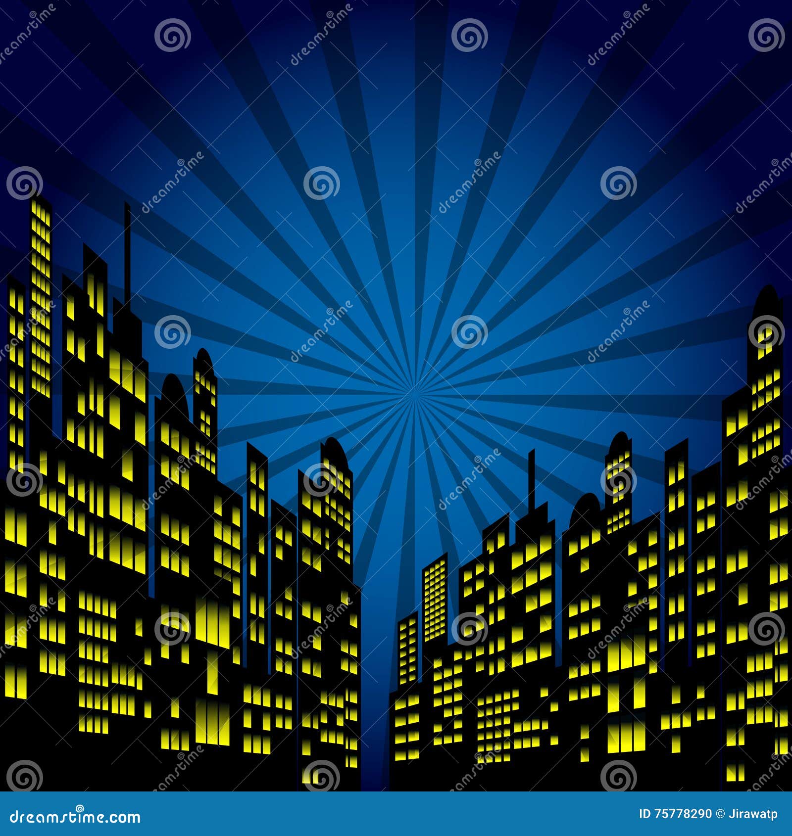 Style Cartoon Night City Skyline Background. Stock Vector ...