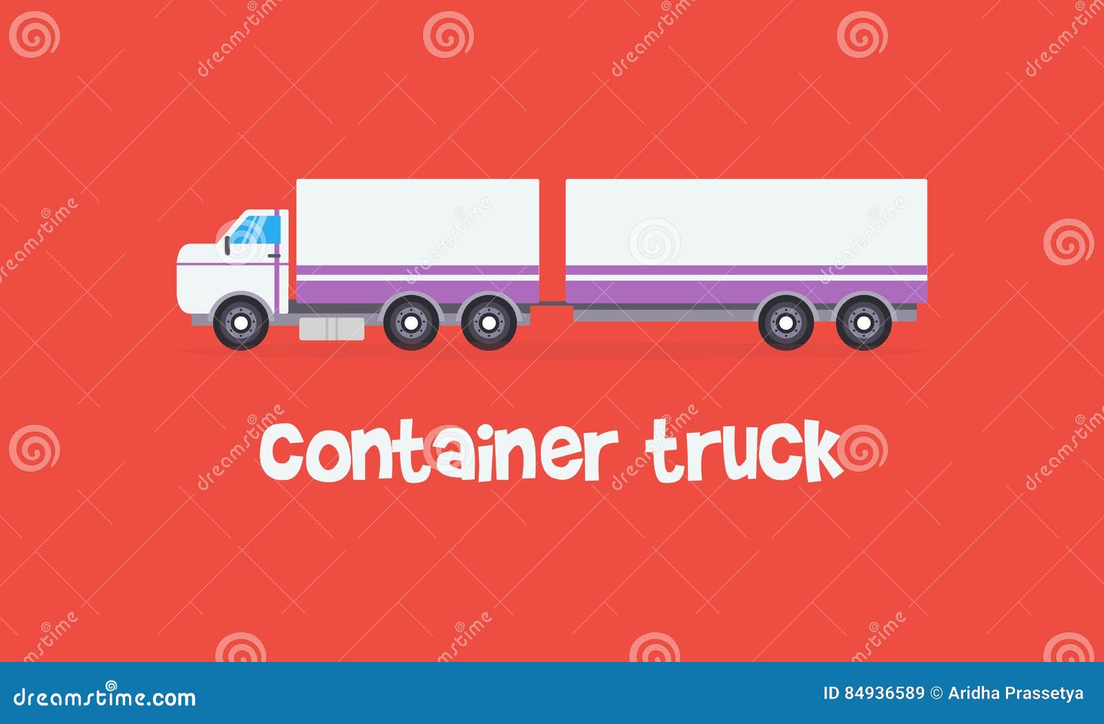 Style Container Truck on Red Backgrounds Stock Vector - Illustration of ...